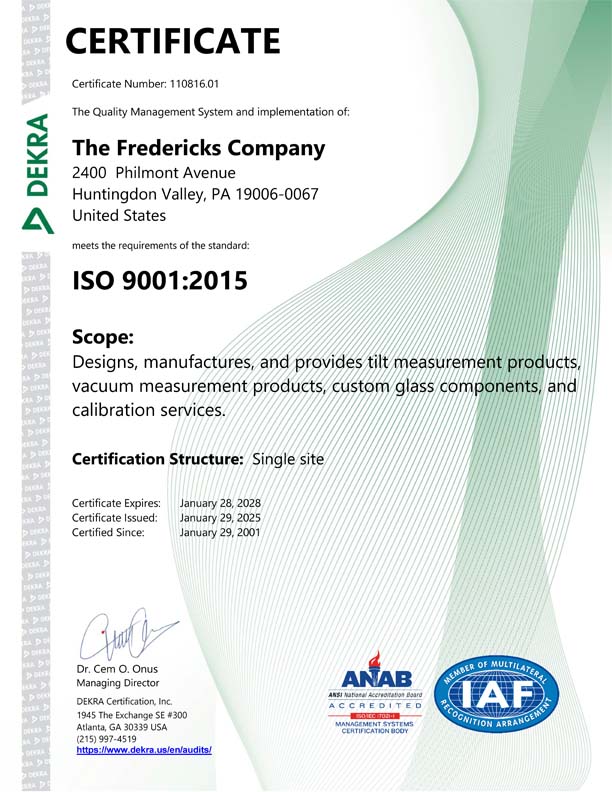 Certificación ISO - Compañía Fredericks